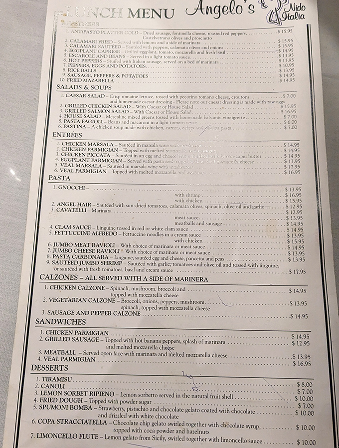 A menu that reads like a love letter to Italian cuisine, where each dish promises a story told through generations of culinary tradition.