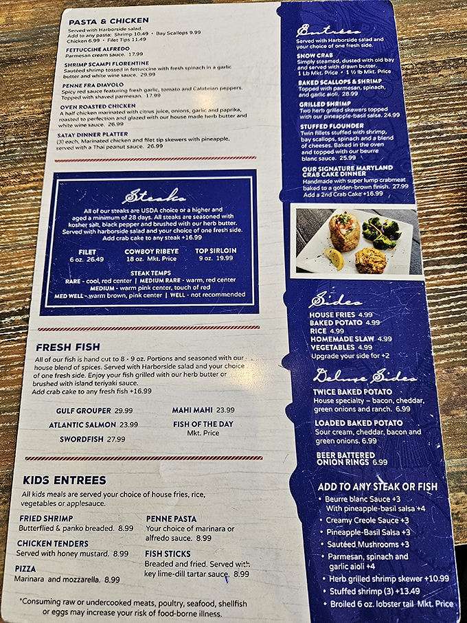 A menu that reads like a love letter to the ocean, with prices that won't sink your boat.