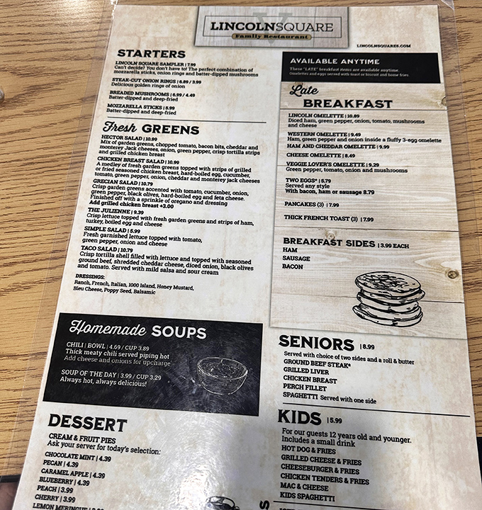 This menu isn't trying to win a Pulitzer, but it might deserve a Nobel Prize in the category of "Things That Make You Hungry Just Reading Them."