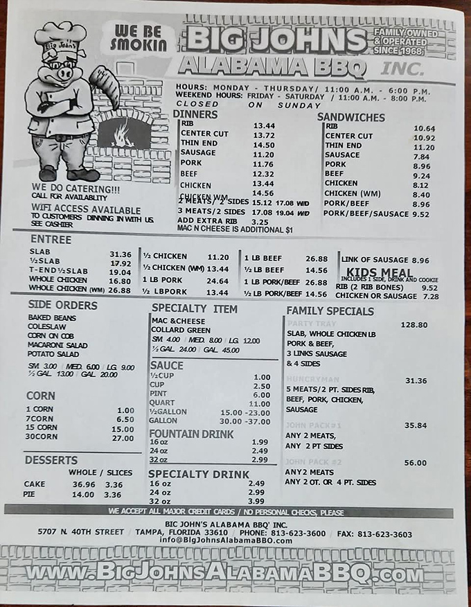 The menu reads like a carnivore's love letter, with portions that would make Fred Flintstone jealous.