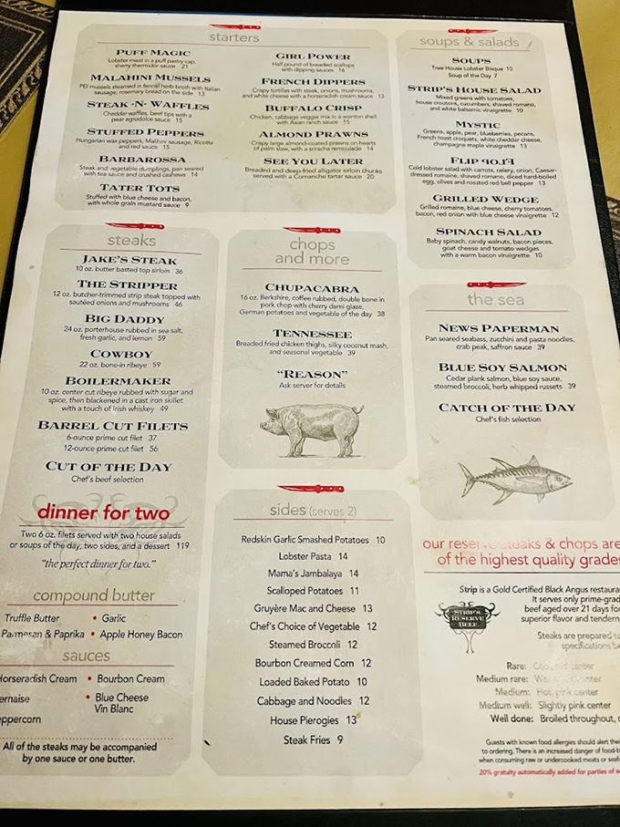 A menu that reads like a carnivore's greatest hits album, with supporting acts that steal the show.