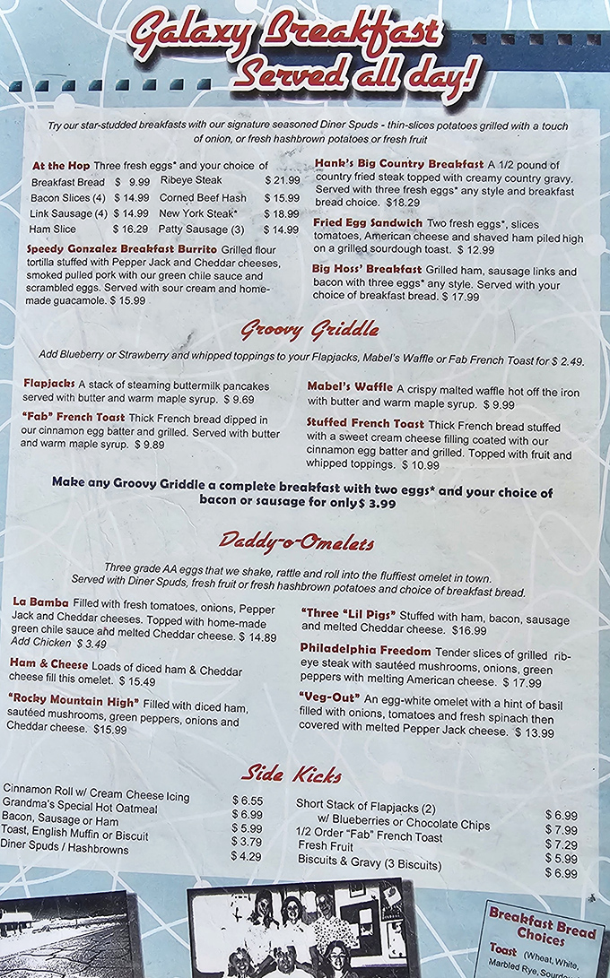 The "Galaxy Breakfast Served All Day" menu isn't just food options&mdash;it's a permission slip to enjoy pancakes at 4pm without judgment. Freedom never tasted so good!