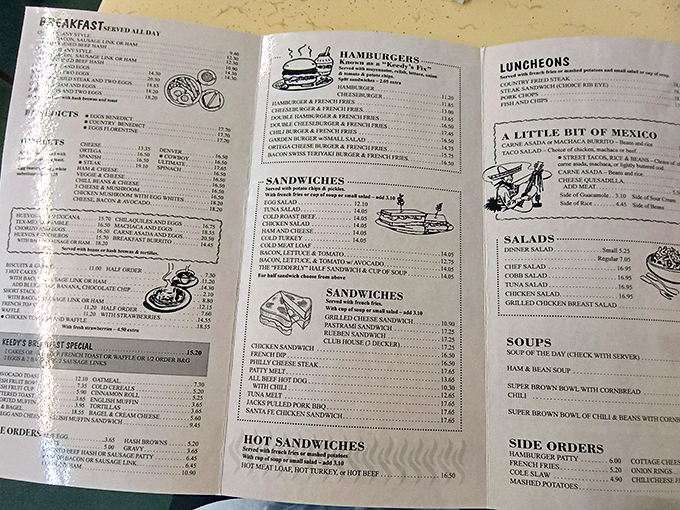 A menu that hasn't needed a fancy redesign in decades because when you've perfected breakfast, why mess with success?