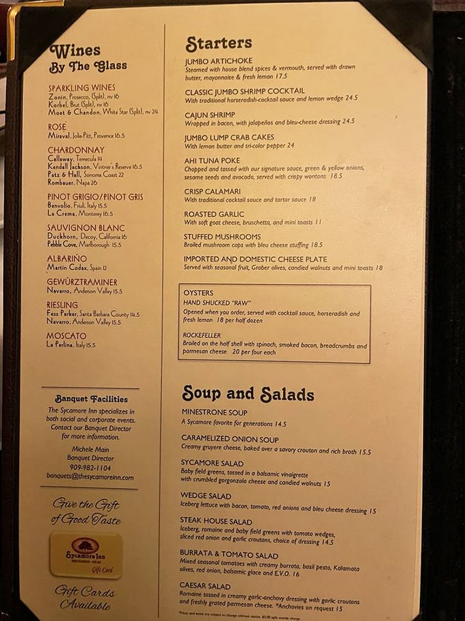 A menu that reads like a love letter to classic American cuisine, where every appetizer promises the beginning of a beautiful friendship. 