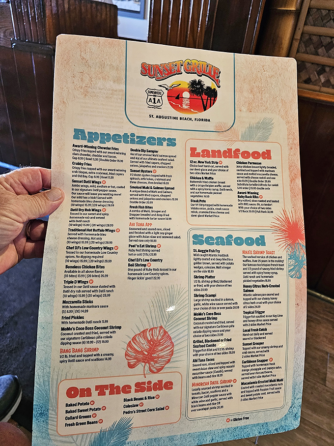 The menu reads like a love letter to coastal cuisine, with seafood taking center stage and land options that would make even dedicated carnivores swoon.
