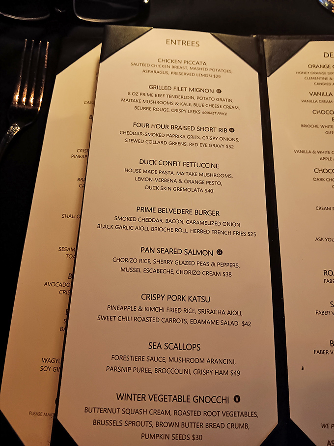 The menu reads like a love letter to fine dining&mdash;notice that four-hour braised short rib calling your name from the center.