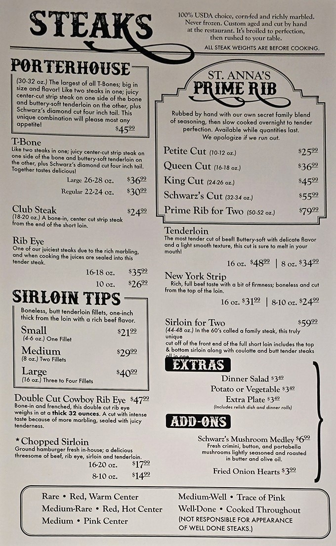 This menu isn't just a list of options&mdash;it's a love letter to beef, written in the universal language of "you're going to need a bigger belt."