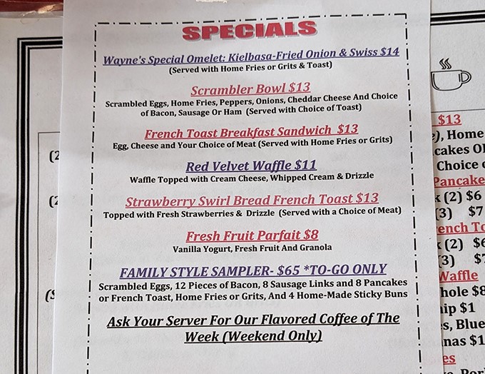 Wayne's Special Omelet with kielbasa and Swiss might be the most important relationship you'll have all week. No judgment here.