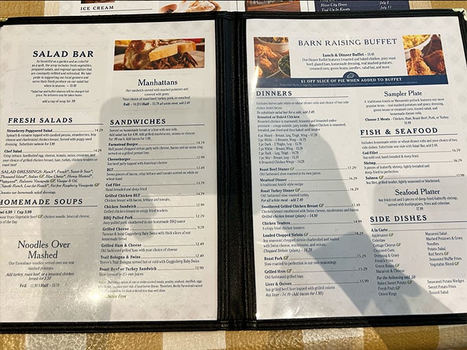 The menu reads like a love letter to Midwestern comfort food. "Noodles Over Mashed" isn't just a dish&mdash;it's practically an Ohio state treasure.