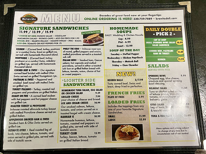 Behold the menu that's launched a thousand satisfied sighs - decades of perfected recipes await.