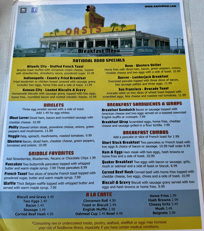 The breakfast menu reads like poetry to hungry souls&mdash;"National Road Specials" paying homage to the historic highway this chrome treasure calls home.