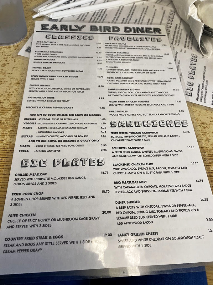 That menu isn't just a list of food&mdash;it's a roadmap to happiness. The "Favorites" section lives up to its name in every possible way.
