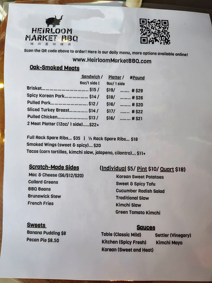 A menu that reads like poetry to meat lovers. The spicy Korean pork is where East meets South in delicious harmony.