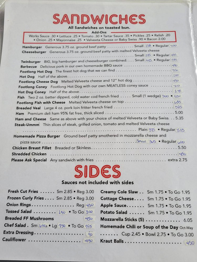 The menu at Porky's reads like a love letter to American classics, each item promising the kind of satisfaction that chain restaurants can only dream about.