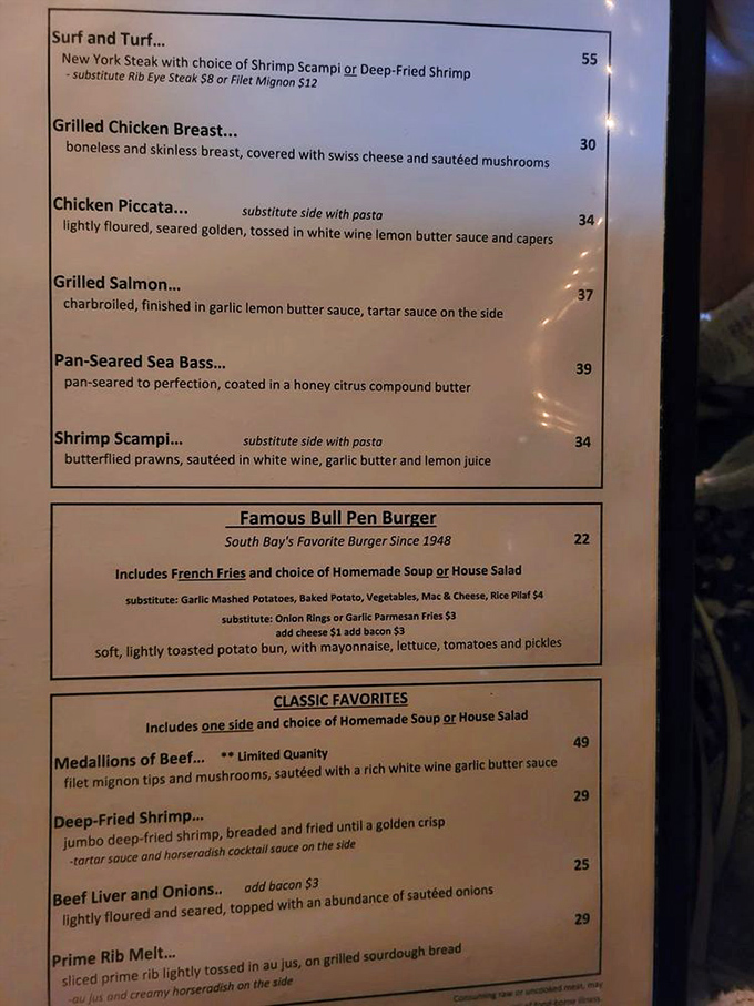 The menu reads like a love letter to classic American dining, with surprises tucked between the standards.