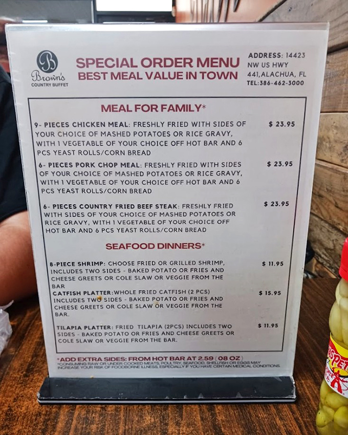 The special order menu offers family-style meals that could feed a small army &ndash; or one very determined food enthusiast.