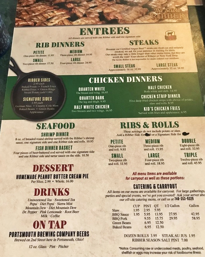 A menu that gets straight to the point: meat, sides, and more meat. No fancy descriptions needed when the food speaks volumes.