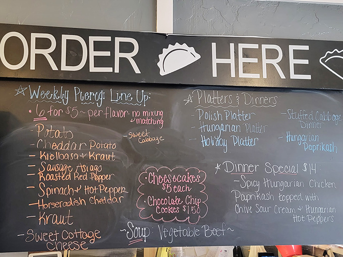 The chalkboard menu reads like a love letter to Eastern European cuisine. Those weekly pierogi lineups are the stuff of carb-lovers' dreams!