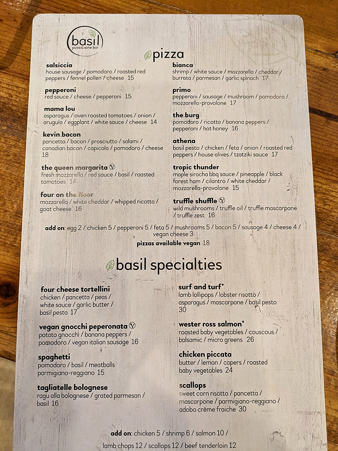 The menu reads like a love letter to Italian cuisine, with clever names like "Kevin Bacon" pizza that'll make you smile before the first bite.