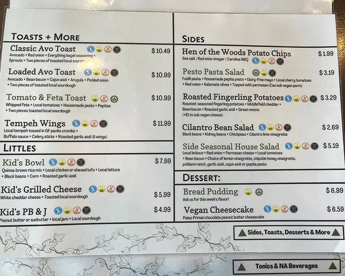 The menu reads like a love letter to local ingredients, with clever icons indicating dietary preferences. Decision paralysis has never been so delicious.