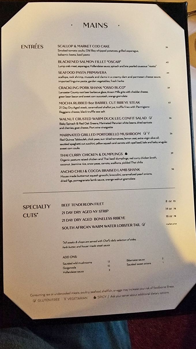 The menu reads like a love letter to fine dining, with each description promising a culinary adventure worthy of your most special occasions.