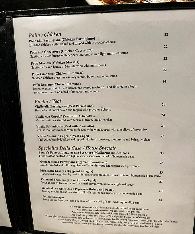 The menu reads like a love letter to Italian classics, each dish promising a direct flight to Sicily without the jet lag.