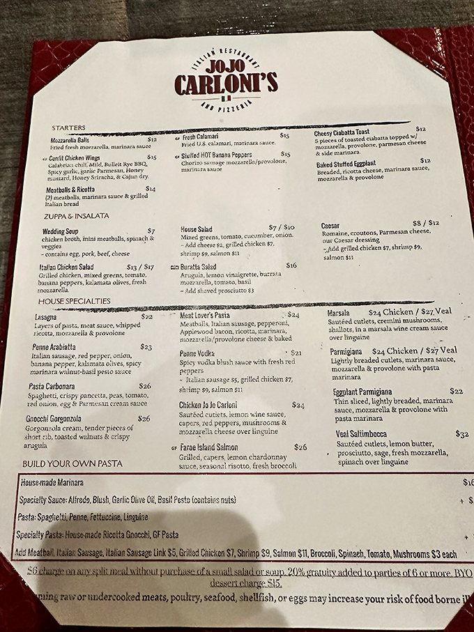 A menu that reads like a love letter to Italian-American classics. The hardest relationship you'll navigate today is choosing just one dish.