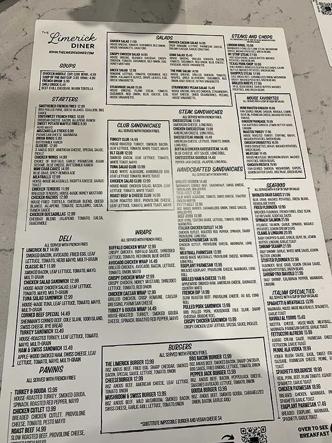 A menu so extensive it could double as light reading material. The true mark of a great diner&mdash;endless possibilities from sunrise to sunset. 