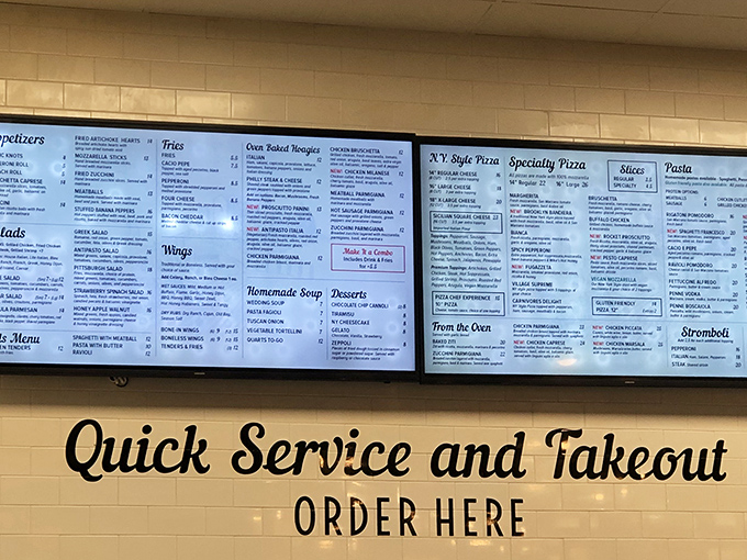 The menu board reads like a love letter to Italian cuisine. Decision paralysis has never been so delicious.