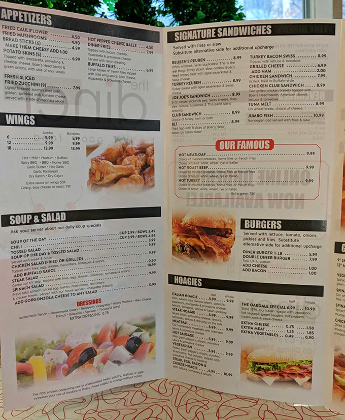 This menu isn't just a list of food&mdash;it's a roadmap to happiness. The "Our Famous" section isn't marketing; it's a public service announcement.