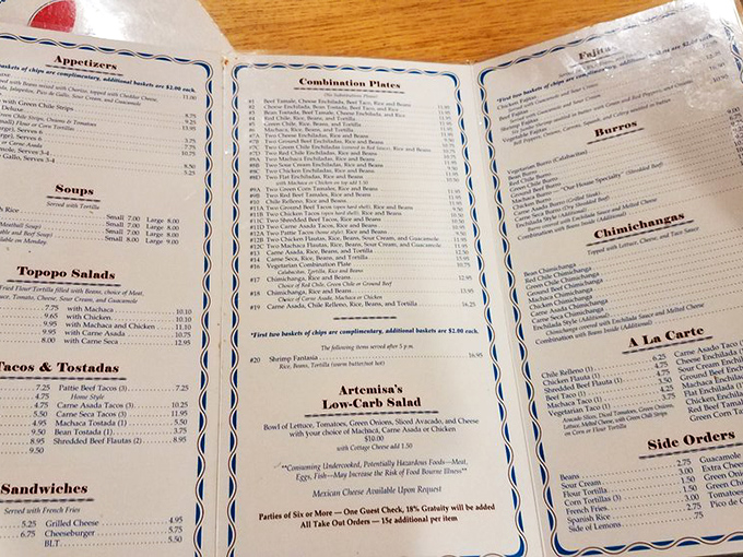 This menu isn't just a list&mdash;it's a treasure map. Each combination plate promises a journey through generations of flavor, with enchiladas as the star attraction.