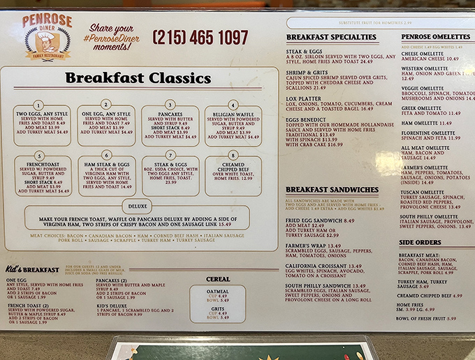 The breakfast bible of South Philly. Penrose's extensive menu offers everything from classic eggs any style to specialty omelettes that could convert breakfast skeptics.