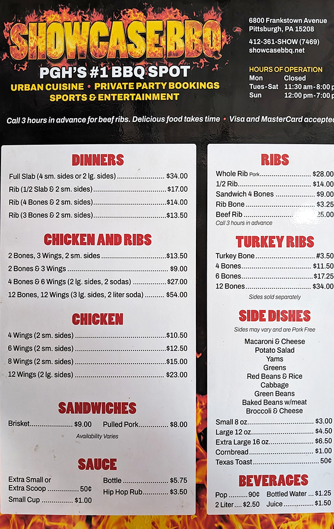 The menu board tells you everything you need to know&mdash;this is a place that respects barbecue traditions while carving out its own Pittsburgh identity.