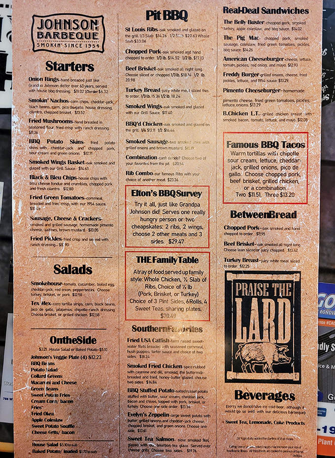 This menu isn't just a list of options&mdash;it's a roadmap to happiness. "Praise the Lard" indeed!