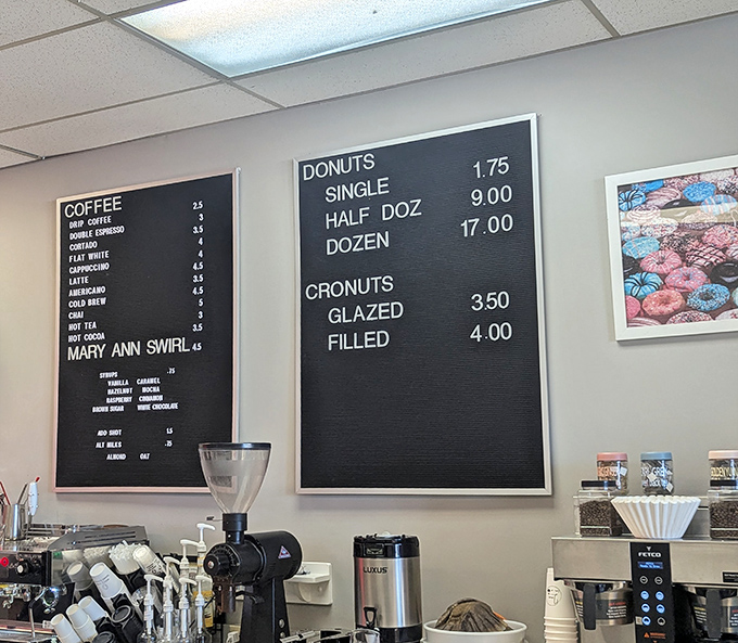 Old-school menu boards that tell you everything you need to know. No QR codes, no pretension&mdash;just the honest arithmetic of happiness.