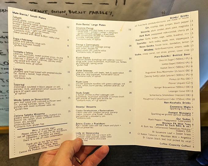 The menu reads like a delicious Polish spelling bee, with each unpronounceable dish promising flavors that transcend language barriers and dietary restrictions.