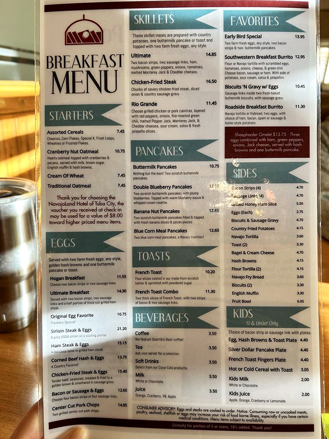 A menu that reads like a love letter to breakfast, with plot twists involving frybread.