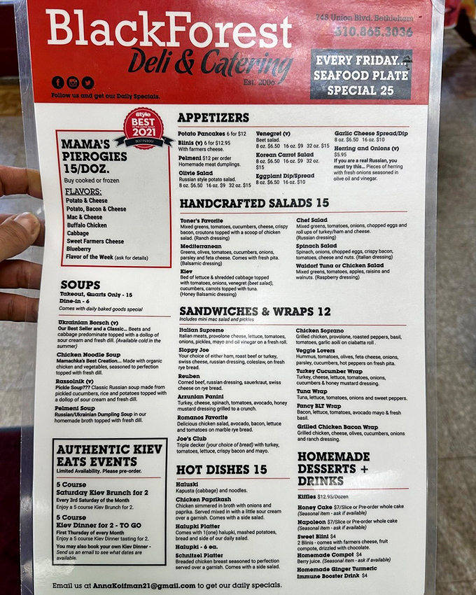 The menu reads like a love letter to Eastern European cuisine. Each item represents generations of culinary wisdom distilled into dishes that warm you from the inside out.