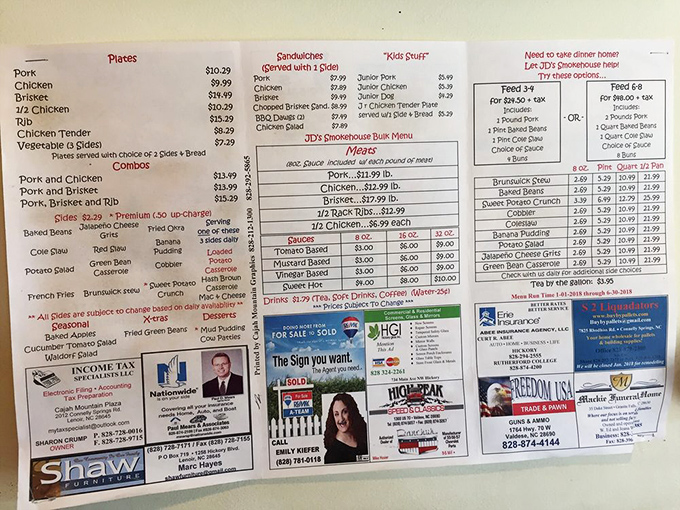 The menu at JD's reads like a love letter to smoked meats. Decisions this difficult should come with a therapist on standby.