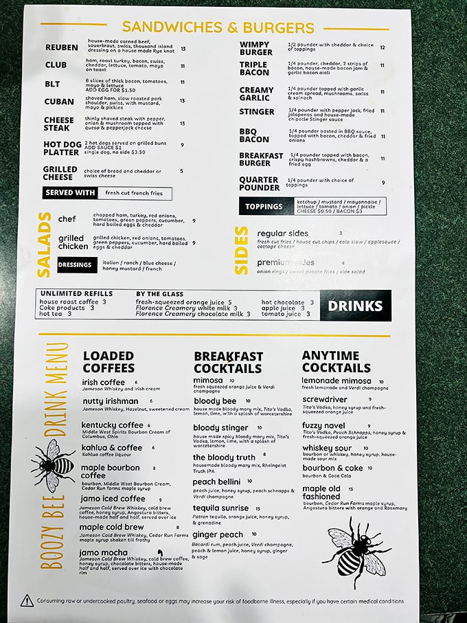 A menu that reads like a love letter to American comfort food, with that famous club sandwich holding court among an impressive lineup of diner classics. 