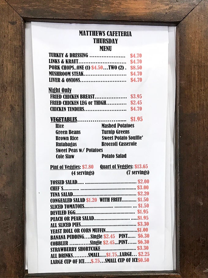 This menu board isn't just a list of food&mdash;it's a Southern culinary manifesto with daily specials that make regulars plan their entire week around them.