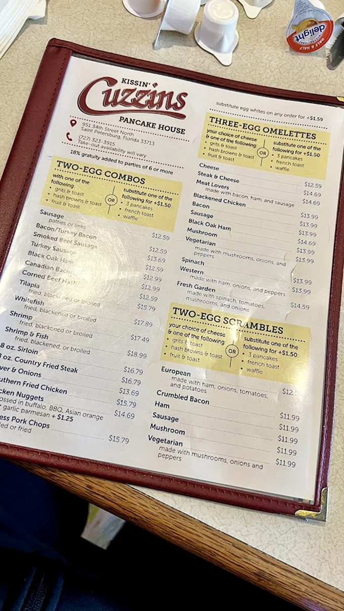 The menu reads like a love letter to American comfort food classics, with breakfast taking center stage in this culinary romance.