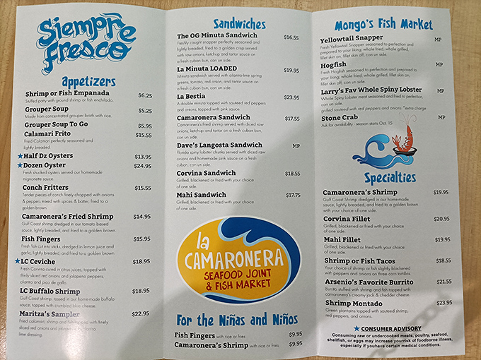 The menu reads like a love letter to the sea. "Siempre Fresco" isn't just Spanish for "Always Fresh" &ndash; it's a solemn promise to your taste buds.