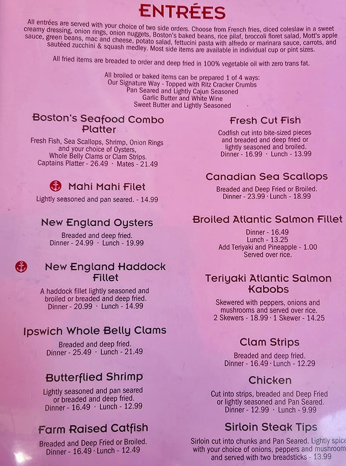 The menu reads like a love letter to New England seafood traditions, with those legendary Ipswich whole belly clams stealing the spotlight.