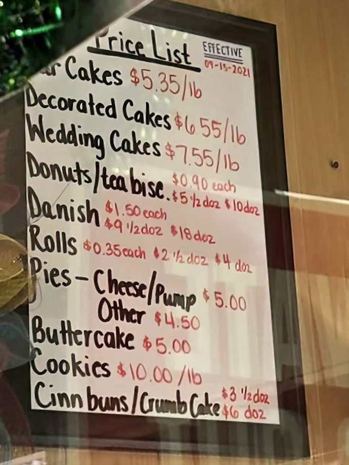 When they said "price list," they meant "menu of pure joy" &ndash; just look at those numbers!