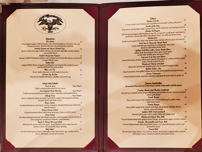 This isn't just a menu&mdash;it's a historical document offering everything from Hungarian peppers to chicken Wellington, each dish a delicious time capsule.