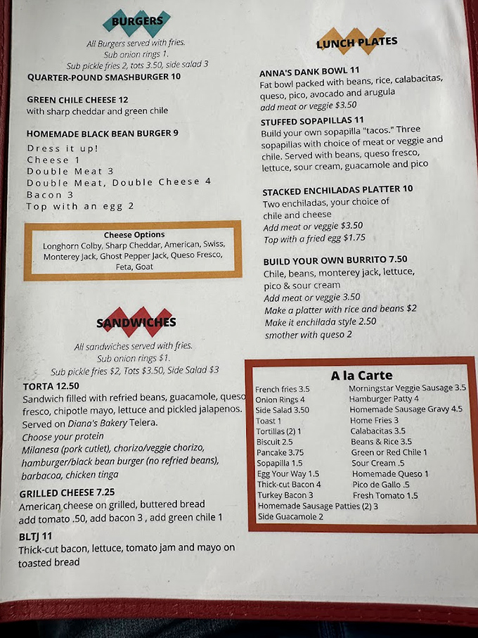 This menu isn't just a list of food&mdash;it's a roadmap to happiness with destinations like Green Chile Cheese and Anna's Dank Bowl.