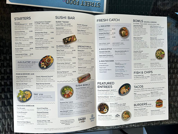 A menu that reads like a love letter to the ocean. Choosing just one dish might be the hardest decision you'll make all day&mdash;besides finding parking.