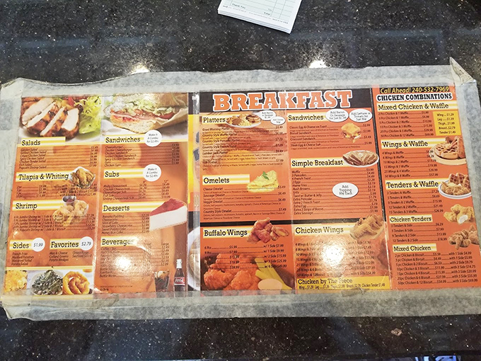 The menu &ndash; a roadmap to happiness with breakfast served all day. Life's too short not to consider chicken and waffles for dinner.