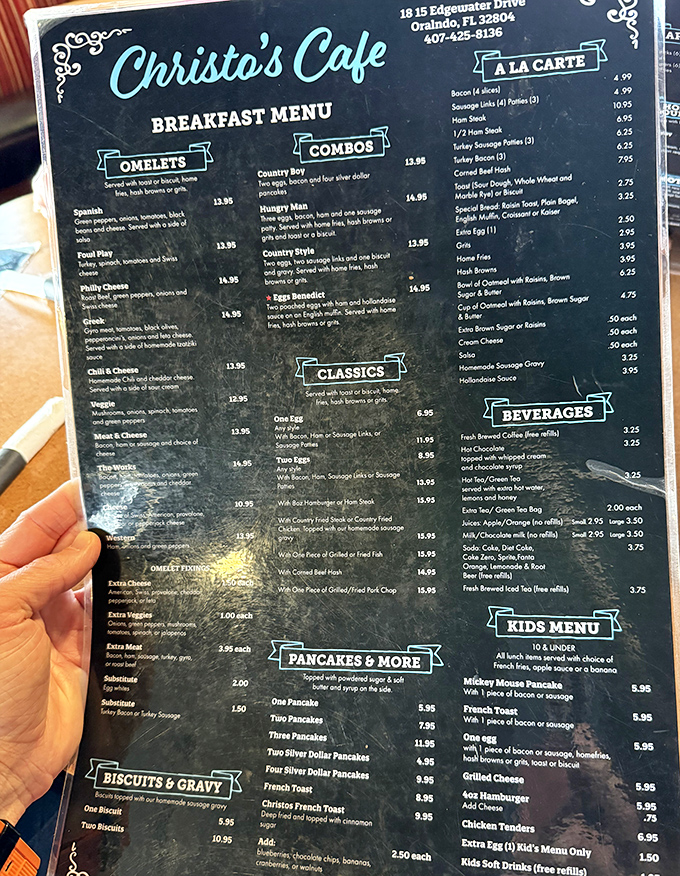The breakfast menu at Christo's reads like a love letter to morning classics. Spanish omelet or Country Boy combo? Decisions, decisions!